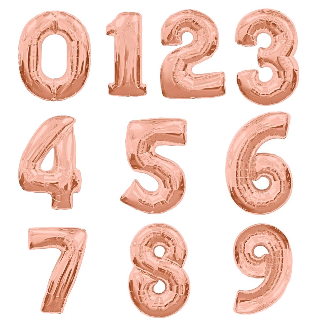 Globos de número grandes color oro rosa en CDMX - The Confetti Party